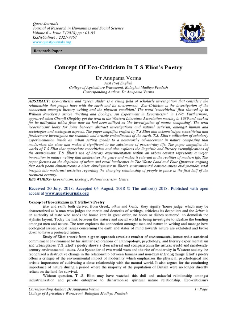 Eco Criticism | PDF | Ecocriticism | T. S. Eliot