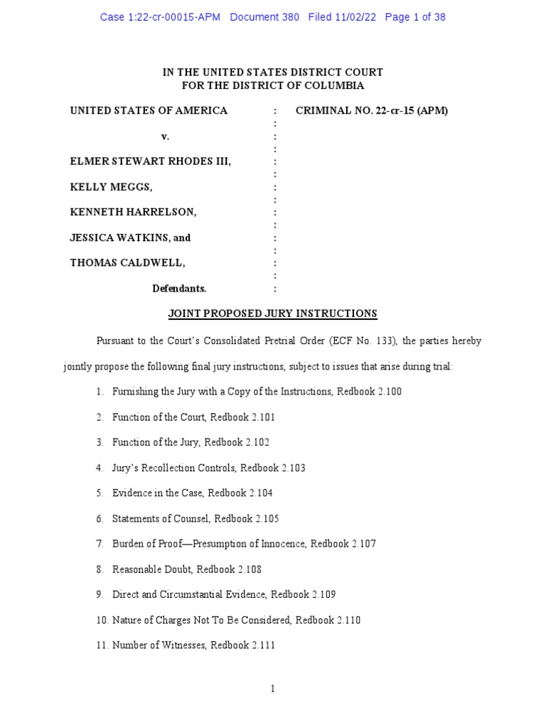 Jury Instructions US V Rhodes | PDF | Conspiracy (Criminal) | Aiding ...