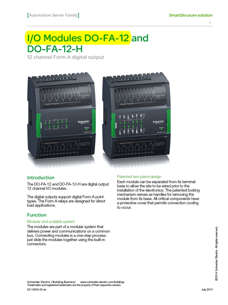 IO Modules DO-FA-12 Specification Sheet | Download Free PDF | Relay ...