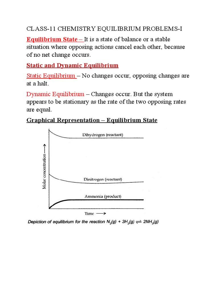 Class-11 Chemistry Equilibrium Problems | PDF | Chemical Equilibrium ...
