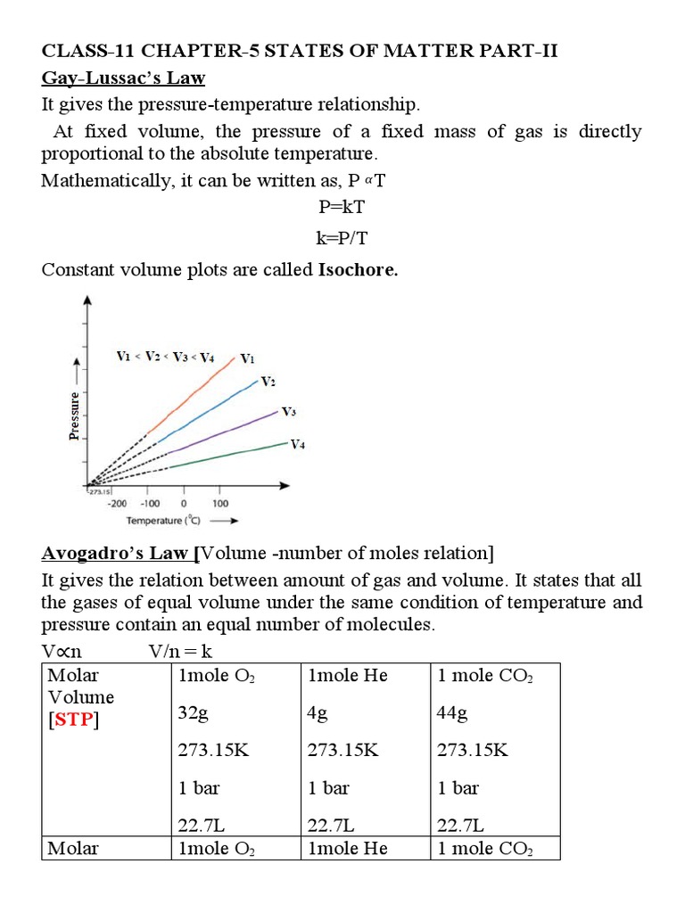 Class-11 Chemistry Chapter-5 States of Matter Part-II | PDF | Gases ...