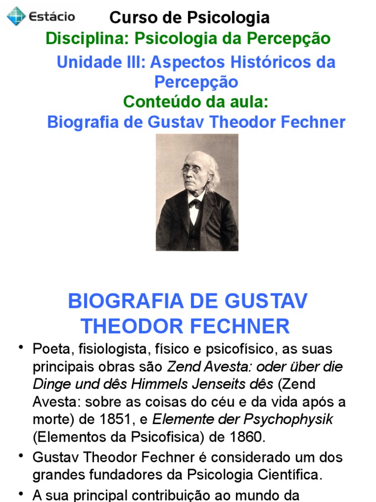Biografia de Gustav Theodor Fechner | PDF | Psicologia | Science