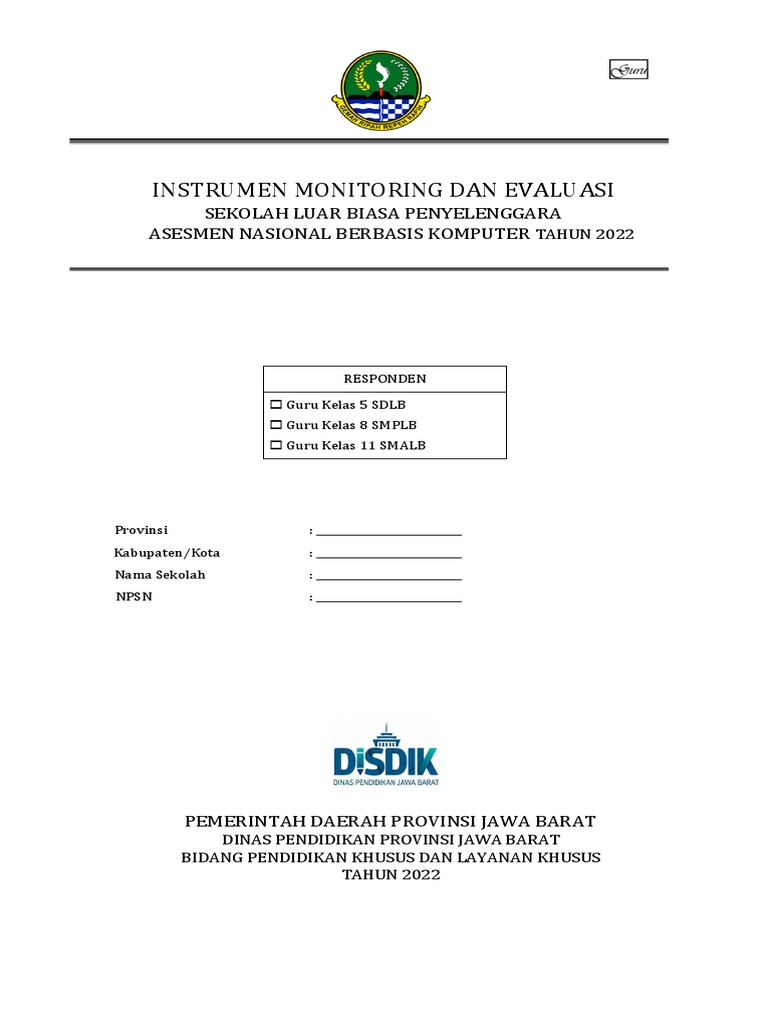 Instrumen Monev Guru ANBK | PDF