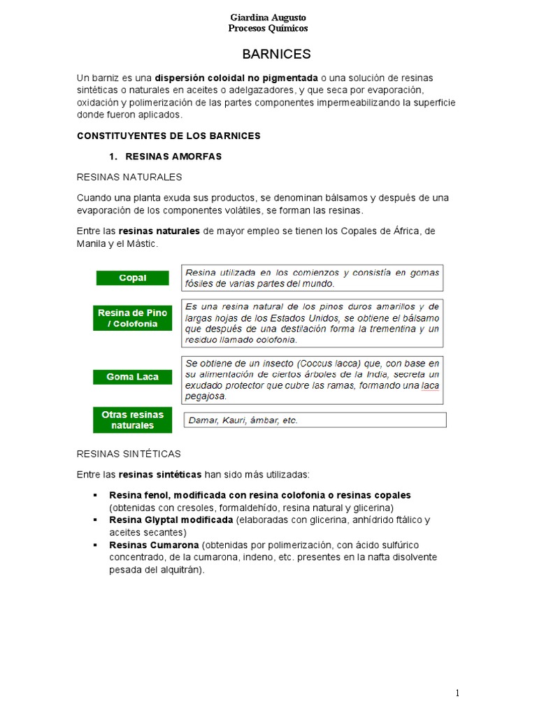 Composición y Aplicaciones de Lacas y Barnices | PDF | Pintar | Barniz