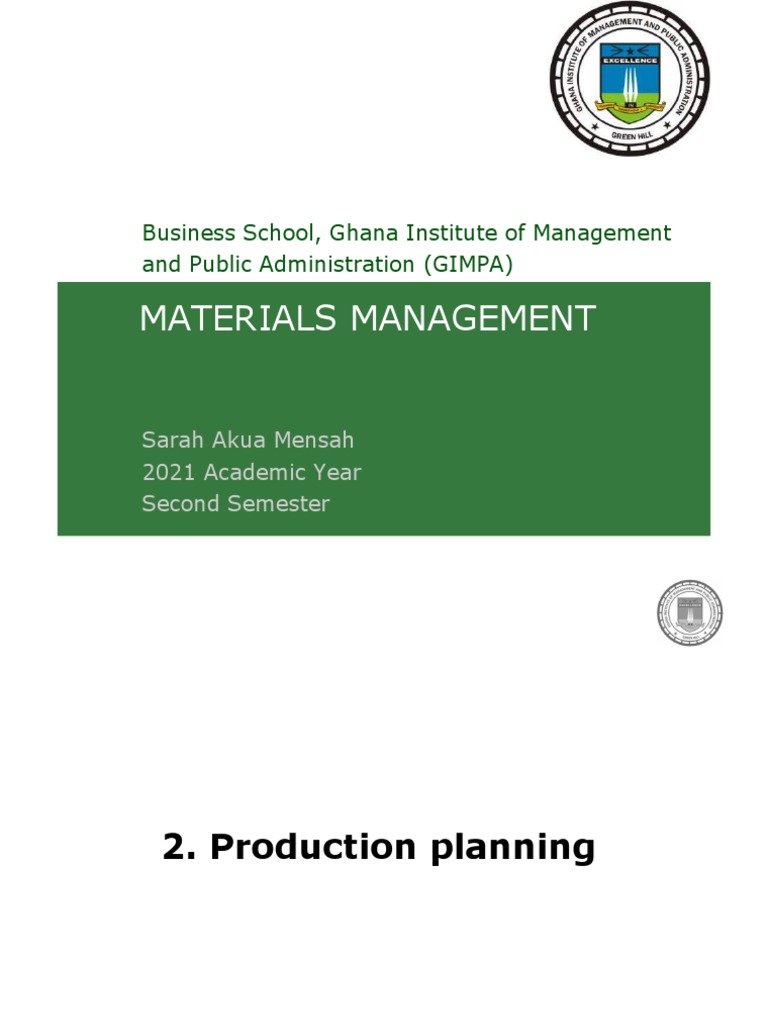 Chapter 2 - Production Planning | PDF | Marketing | Inventory