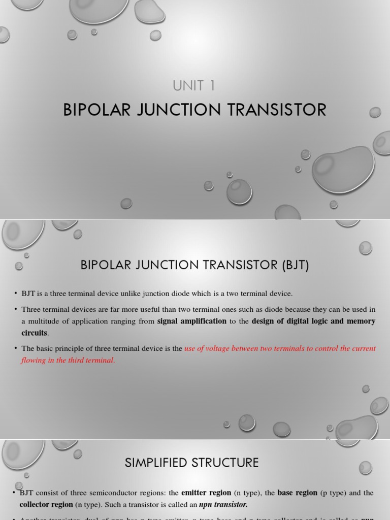Unit 1 | PDF | Bipolar Junction Transistor | P–N Junction