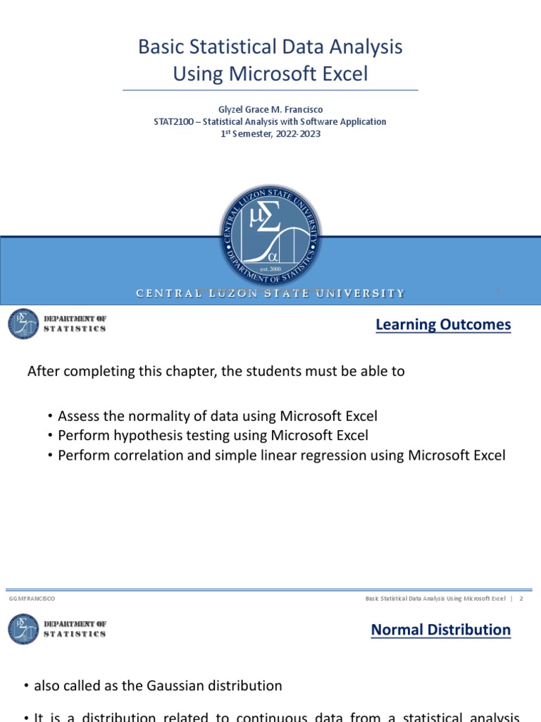 03 Basic Statistical Data Analysis Using Excel | PDF | Statistical ... 03 Basic Statistical Data Analysis Using Excel | PDF | Statistical ...