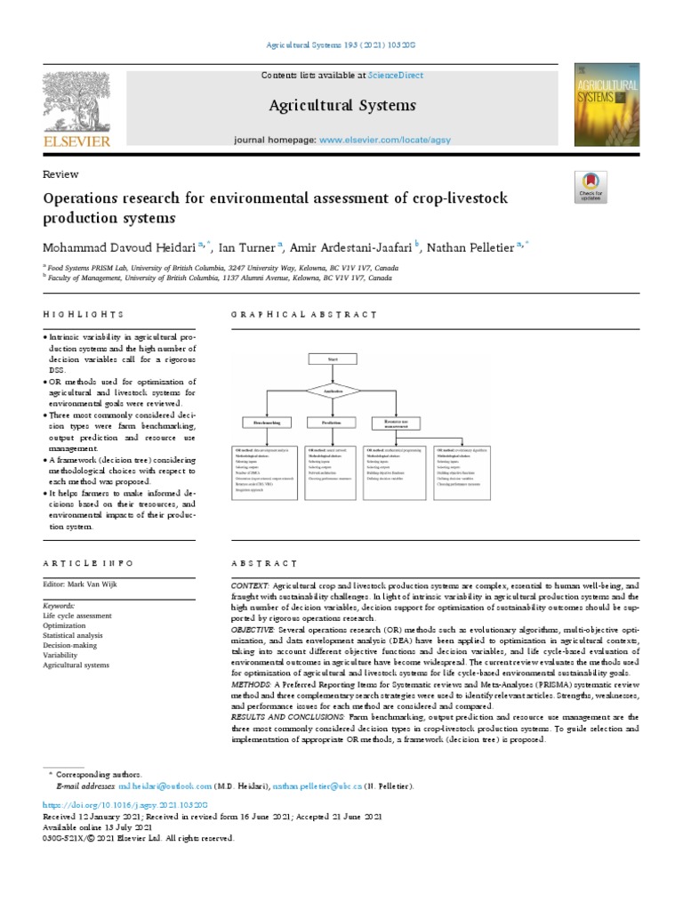 Davoud (2021) Operations Research For Environmental Assessment of Crop ...