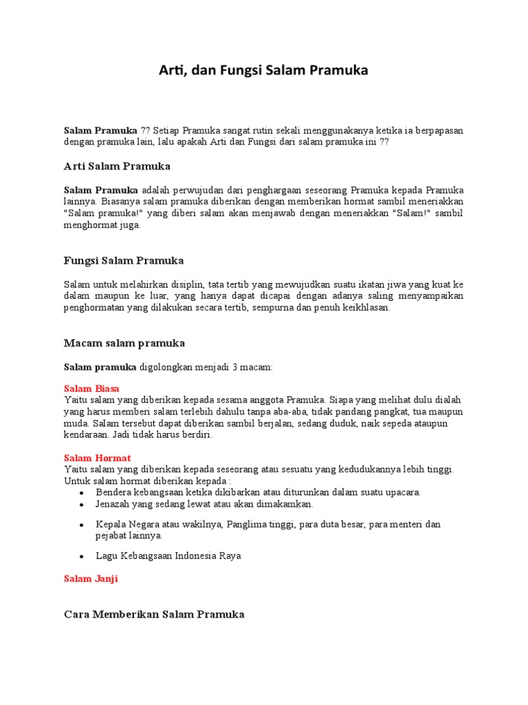 Arti Fungsi Salam Pramuka | PDF