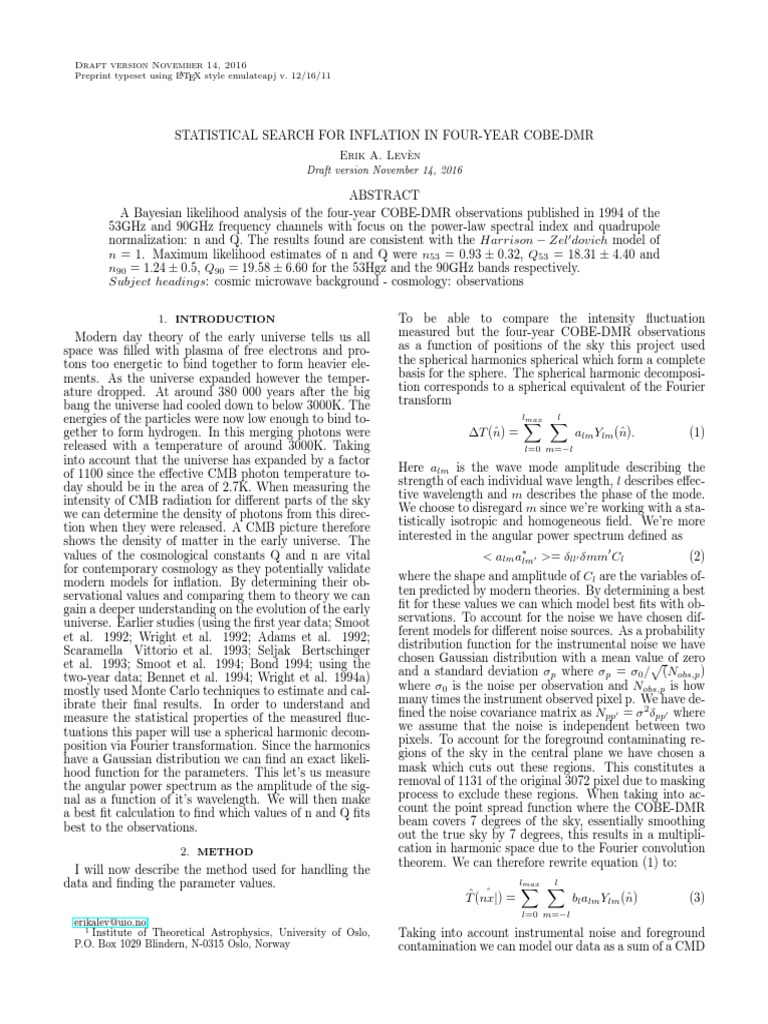 Statistical Analysis of Four-Year COBE-DMR Data Yields Estimates for ...