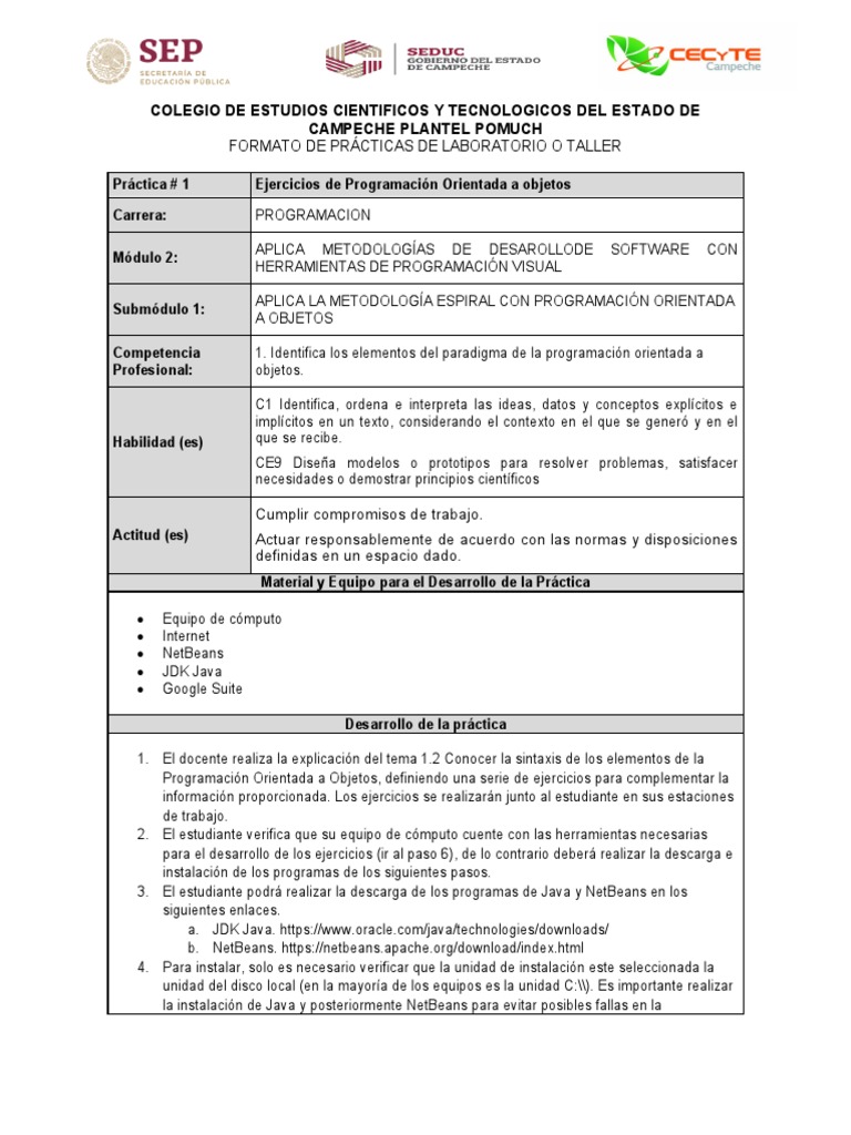 Practicas M2S1 Ago22 - Ene23 | PDF | Constructor (Programación Orientada a Objetos) | Programación