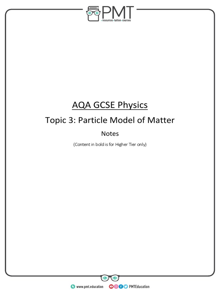 Particle Model of Matter-Summary Notes | PDF | Gases | Latent Heat