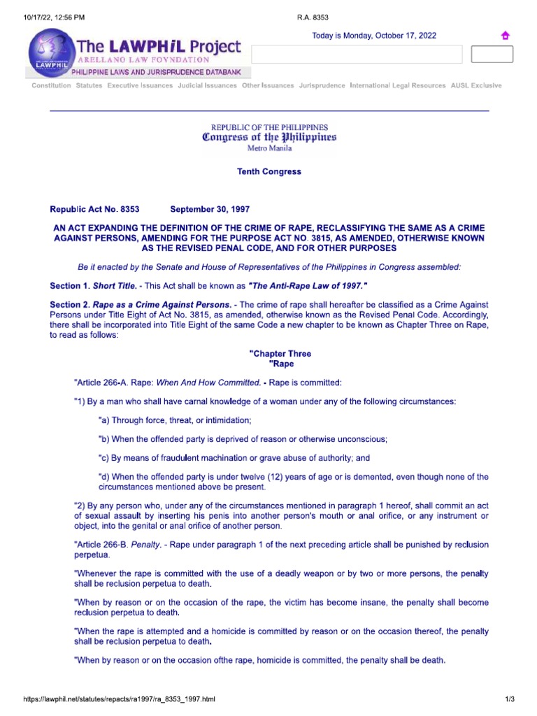 Article 266-B Rape | PDF