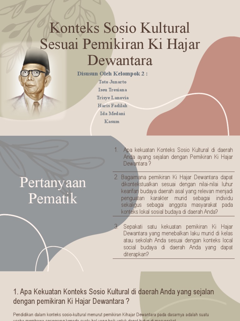 Kelompok Konteks Sosio Kultural Sesuai Pemikiran Ki Hajar Dewantara | PDF