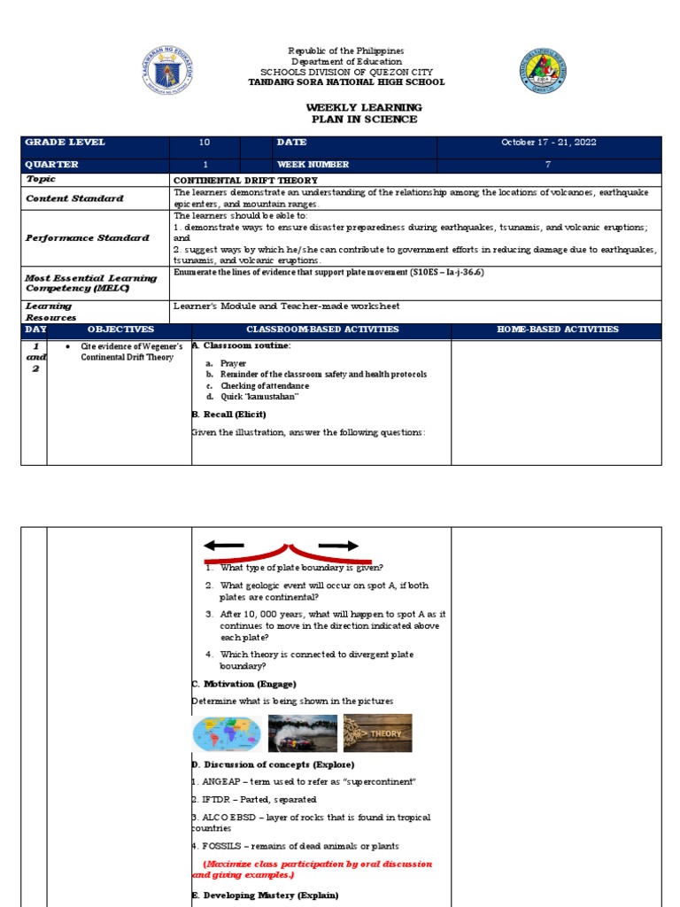 Sample Format WLP | PDF | Plate Tectonics | Learning