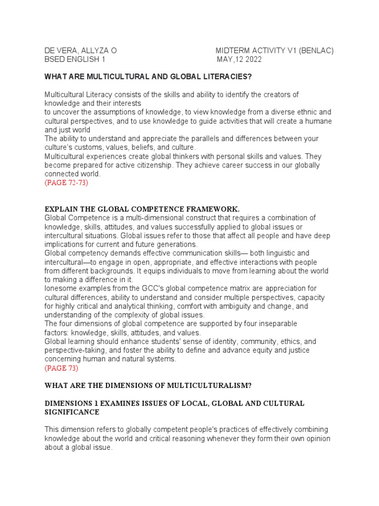 Midterm Activity V1 Benlac | PDF | Cross Cultural Communication | Learning