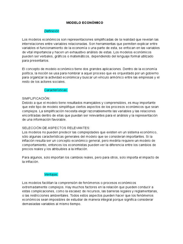 Definición y Tipos de Modelos Económicos | PDF | Ciencias económicas ...