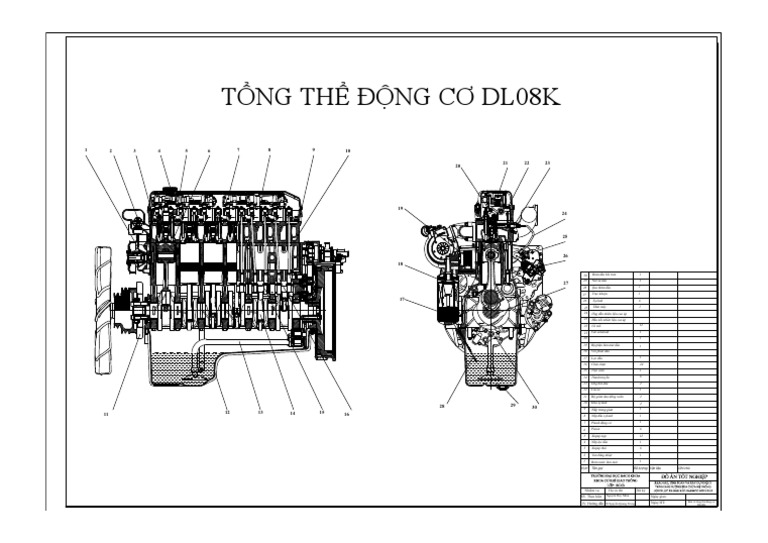 TỔNG THỂ ĐỘNG CƠ DL08 Model | PDF