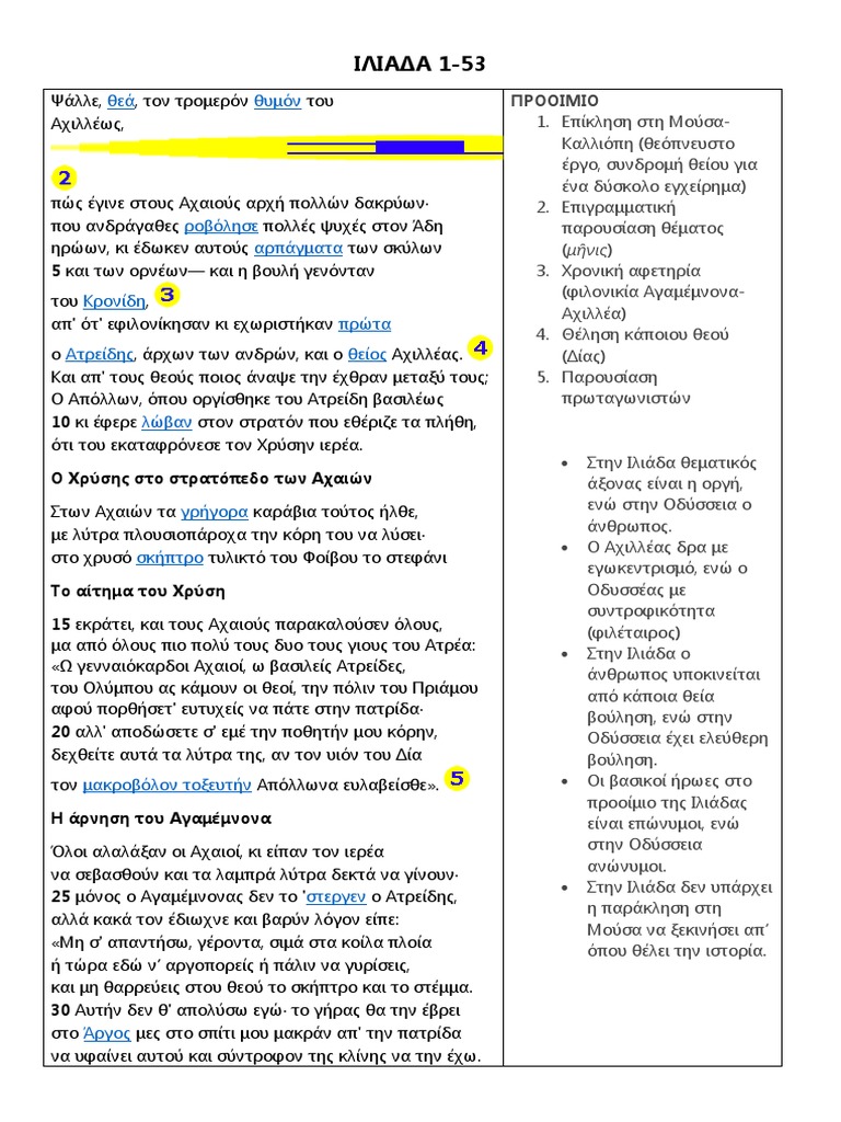 ΙΛΙΑΔΑ 1 | PDF