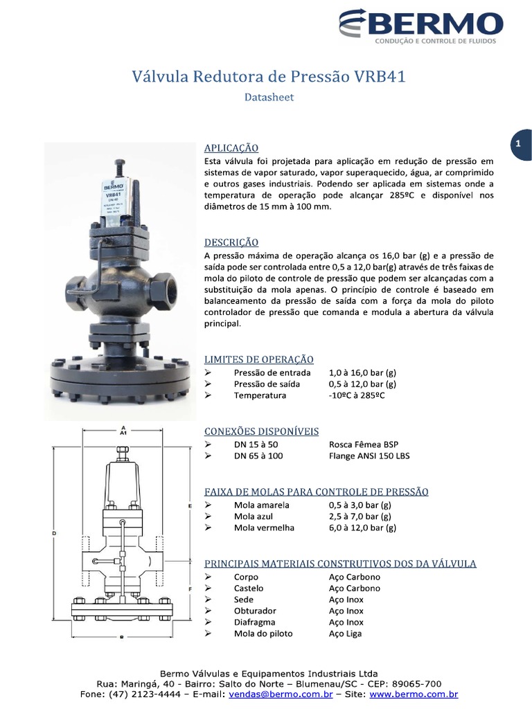 Valvula Redutora VRB-41 - DATASHEET | PDF