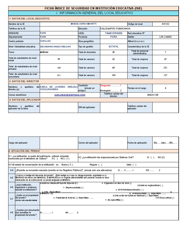 Ficha ISIE 2024: Seguridad Educativa | PDF