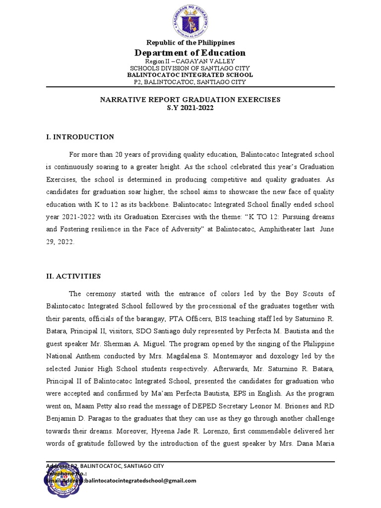 Narrative Graduation Elementary | PDF | Social Science