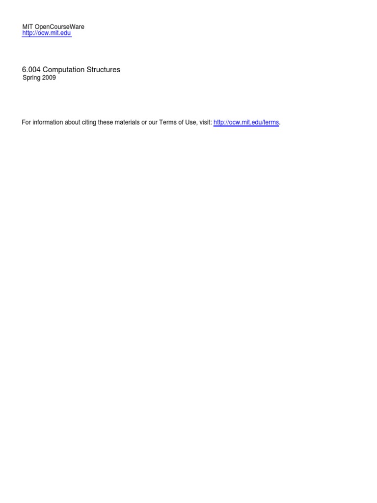 MIT6004 S 09 Tutor 07 | PDF | Computing | Digital Electronics