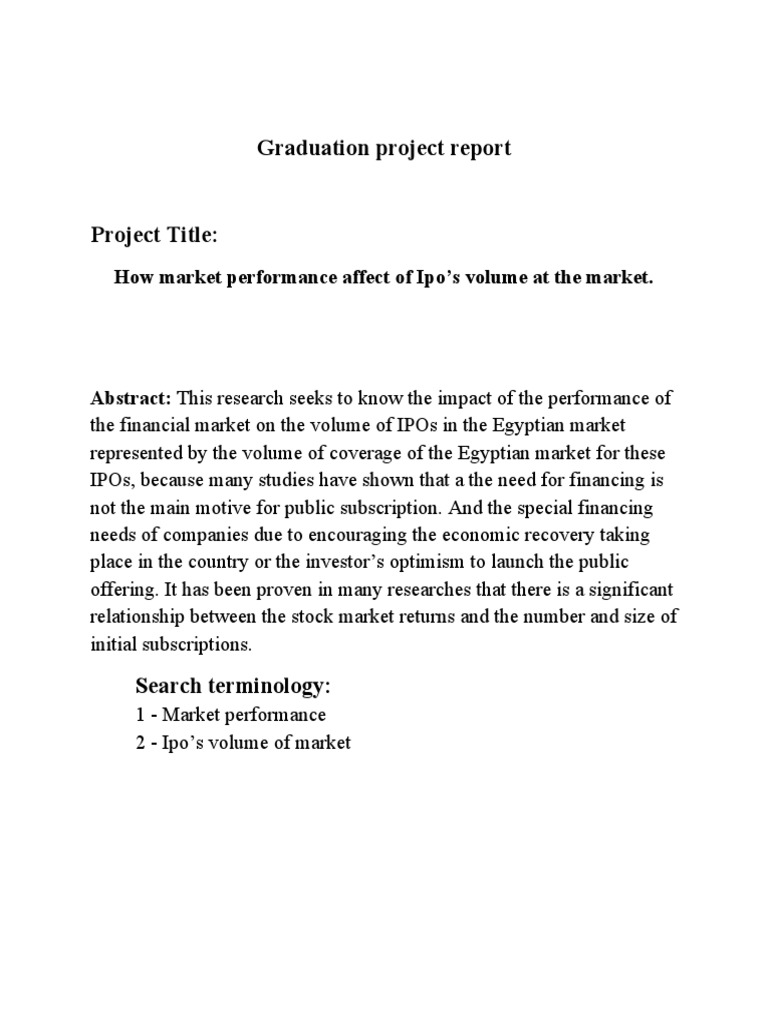 Graduation Project Report 1 | PDF | Initial Public Offering | Stocks