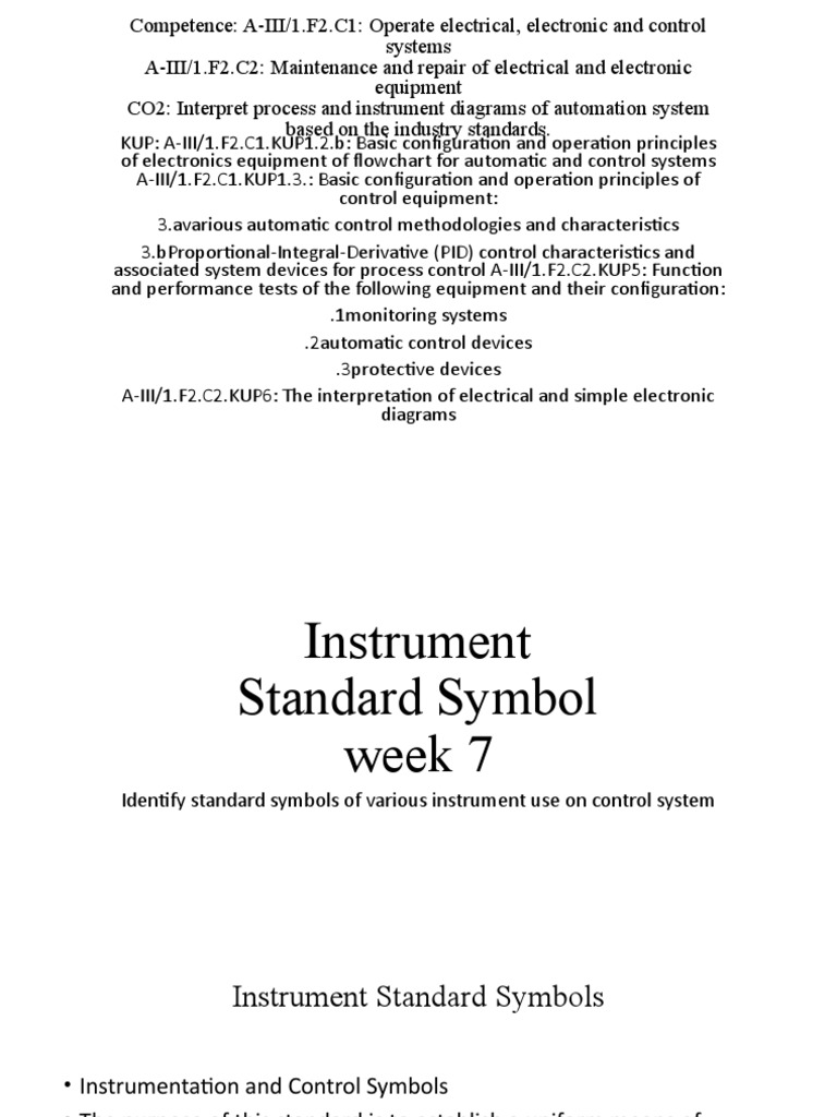 Week 7 Standard Symbol | PDF | Instrumentation | Automation