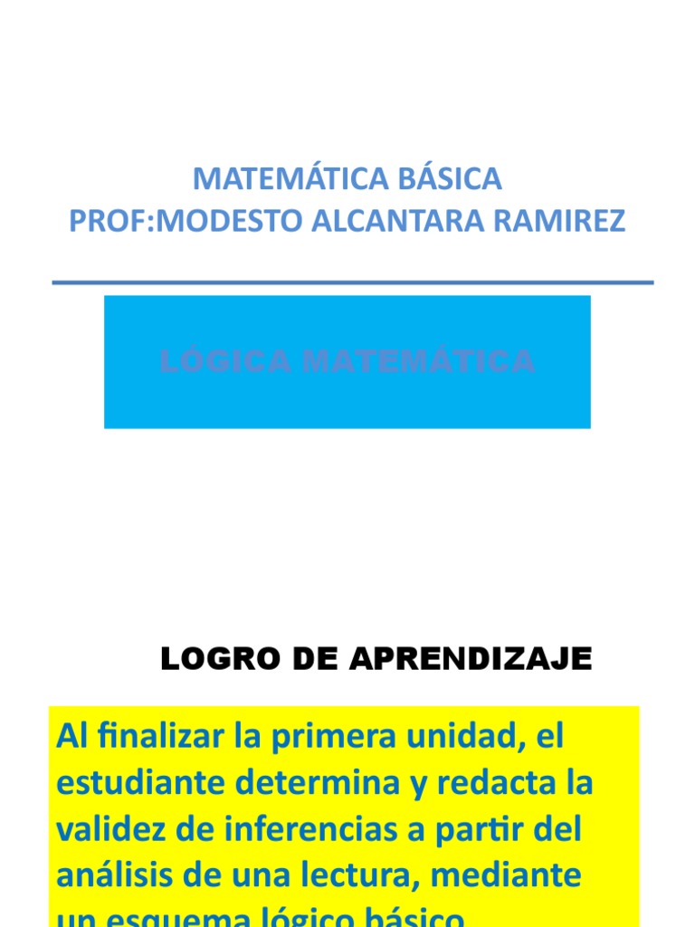 Presentación - Unidad I - Lógica Matemática | PDF | Falacia | Proposición