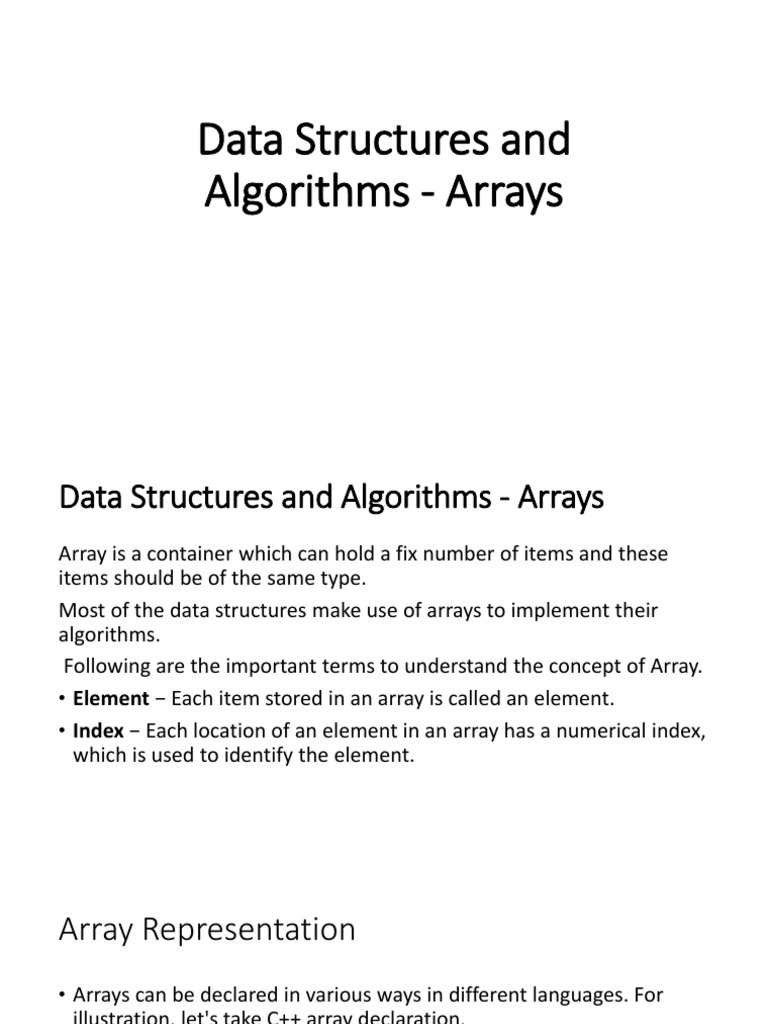 Data Structure and Algorithms | PDF | Array Data Structure | Data Structure Data Structure and Algorithms | PDF | Array Data Structure | Data Structure