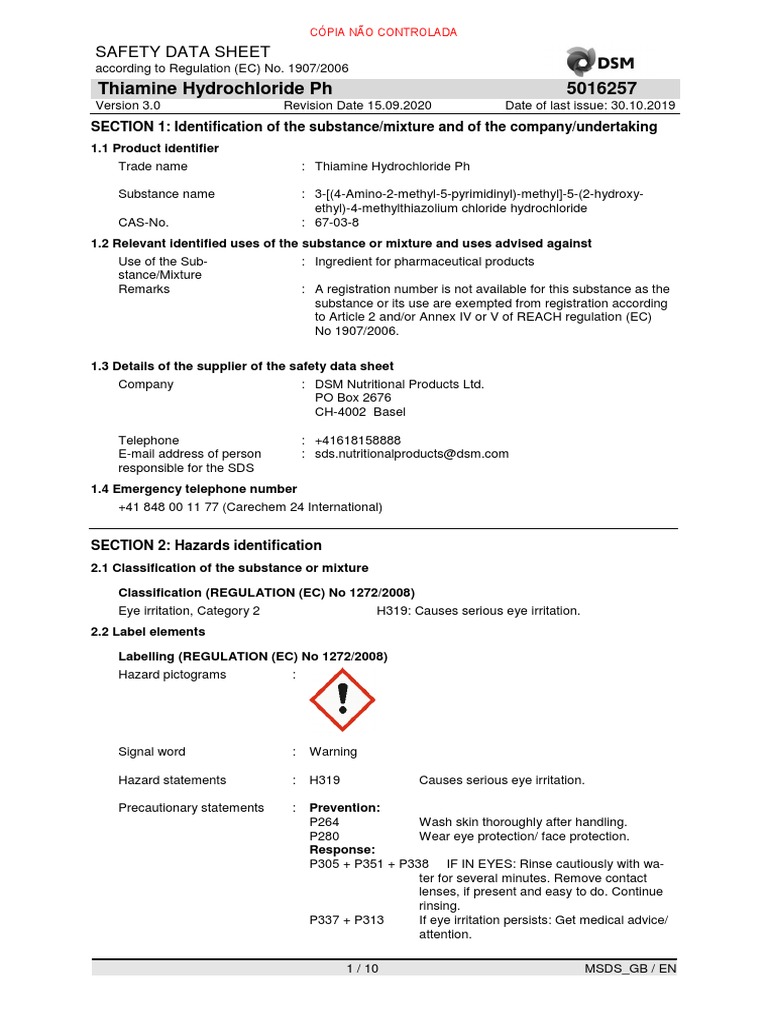 MSDS 5016257 | PDF | Dangerous Goods | Solubility