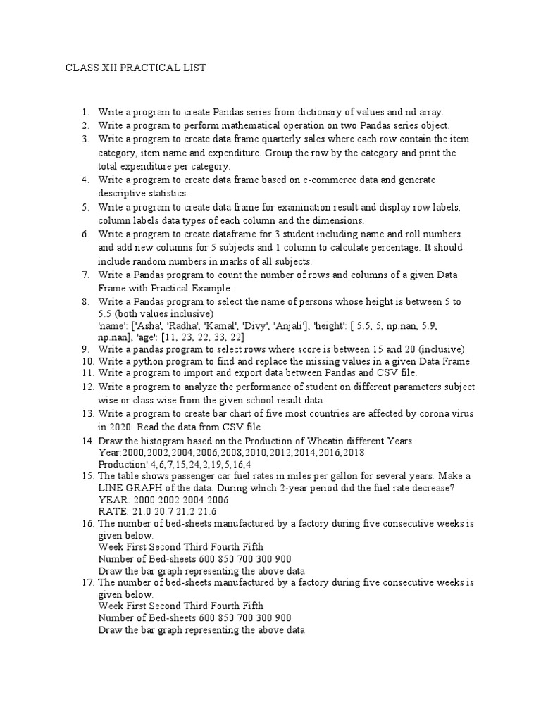 Informatics Practices Practical List22-23 | PDF | Sql | Table (Database)