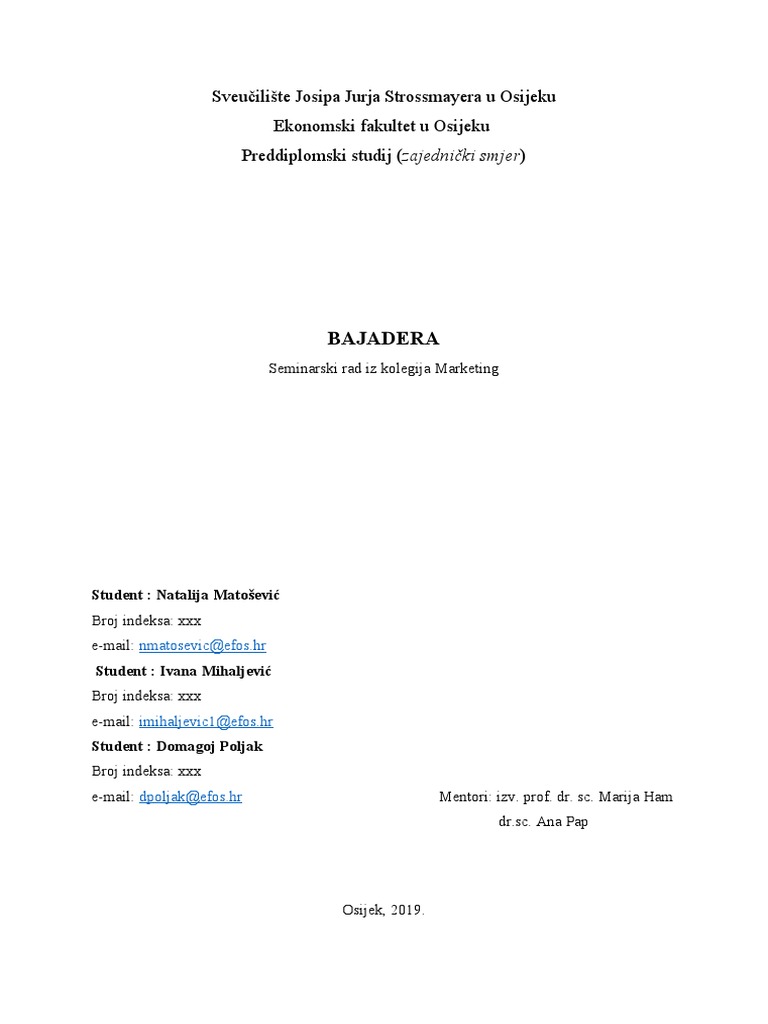 Primjer Seminara Marketing | PDF