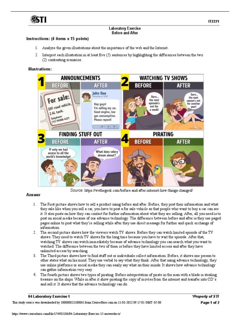 04 Laboratory Exercise 1 5 Answer | PDF | Internet | Popular Culture & Media Studies