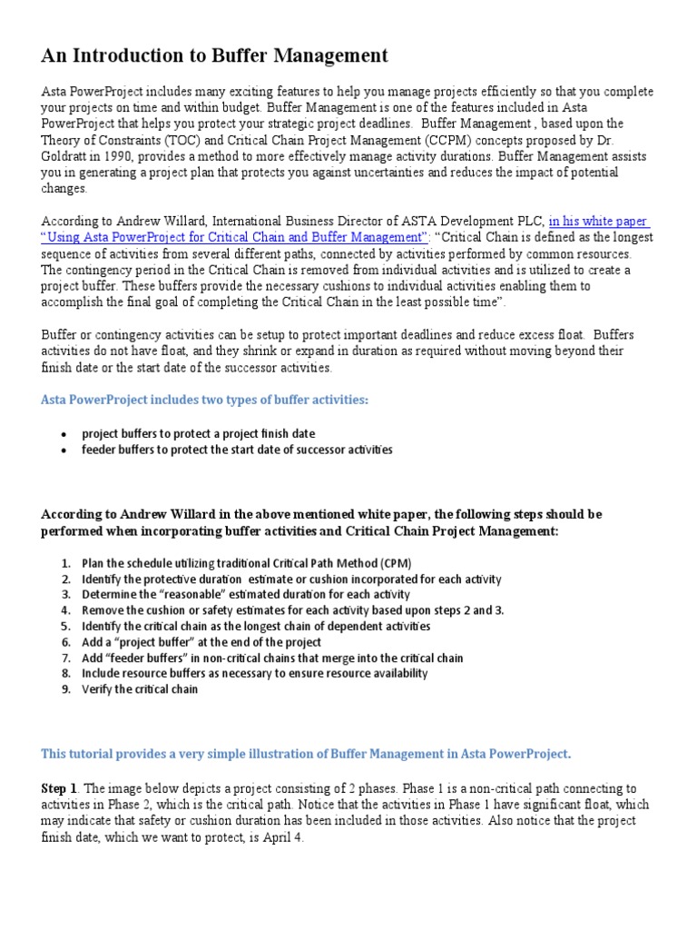 Understanding Buffer Management in Asta | PDF | Project Management ...