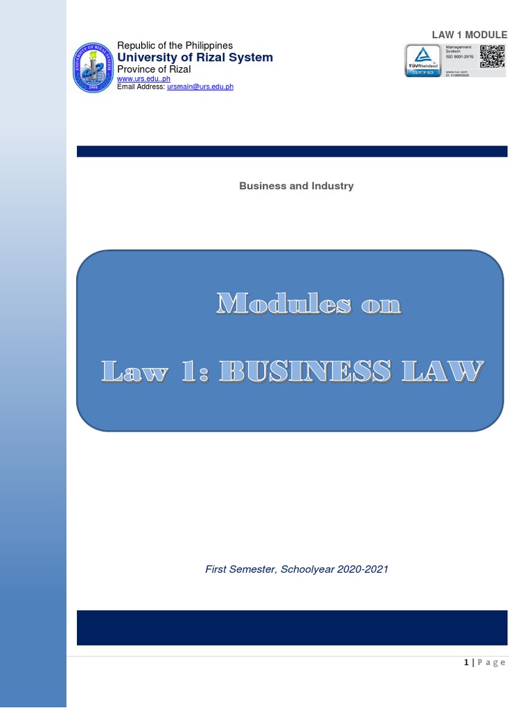 URS Law 1 Module Summary | PDF | Legal Liability | Payments