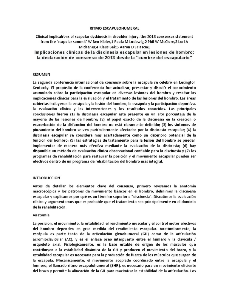 Paper Ritmo Escapulohumeral Trad | PDF | Hombro | Sistema ...