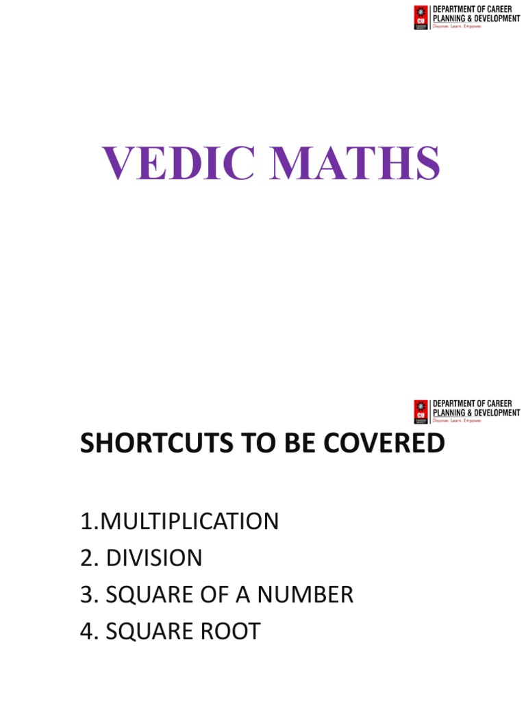 DCPD Vedic Maths | PDF | Multiplication | Elementary Mathematics