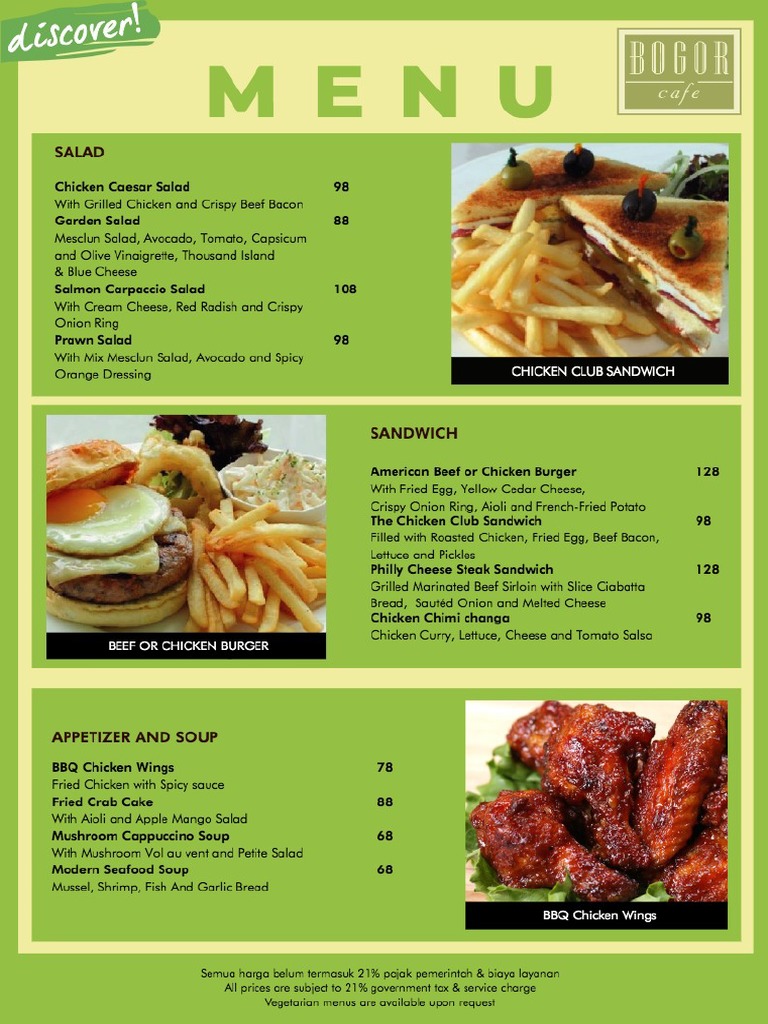 Bogor Cafe Menu | PDF