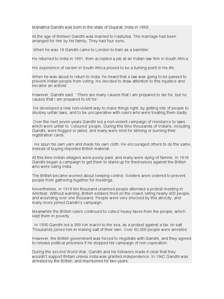 Mahatma Gandhi Video Ingles | PDF | Mahatma Gandhi | British Raj