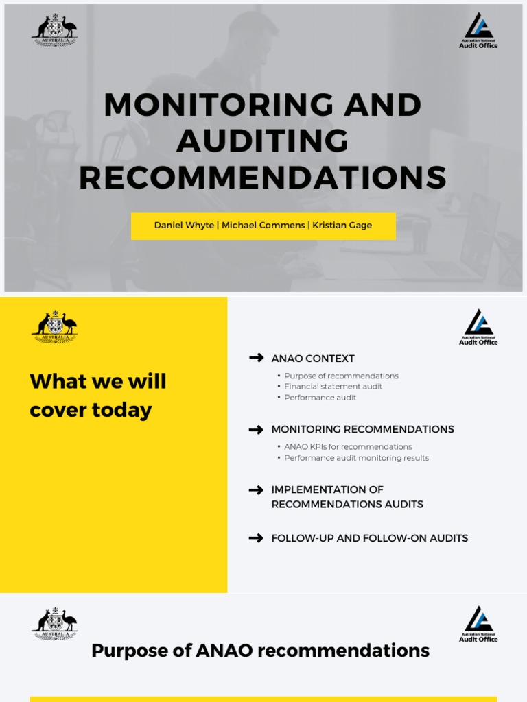 ANAO Presentation - Monitoring and Auditing Recommendations 03112022 | PDF | Audit | Financial Audit