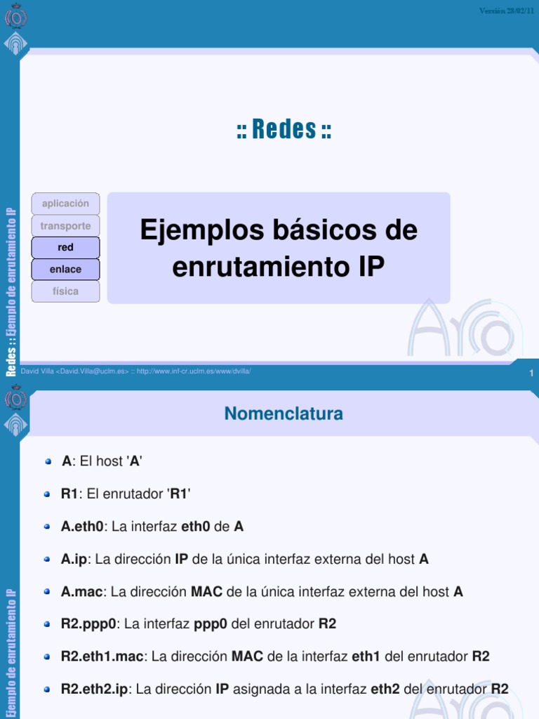 Ejemplos Enrutamiento | PDF | Dirección IP | Protocolos de capa de red