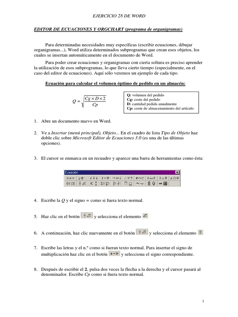 Editor de Ecuaciones | PDF | Microsoft Word | Haga doble clic