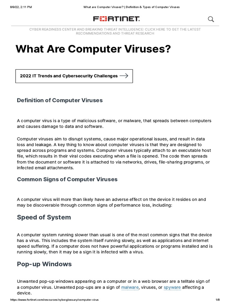 What Are Computer Viruses - Definition & Types of Computer Viruses | PDF | Computer Virus | Malware