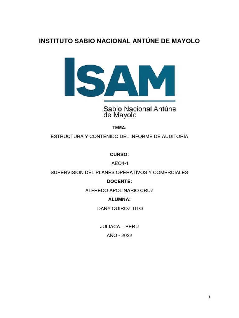 Estructura y Contenido Del Informe de Auditoría | PDF | Auditoría | Contralor