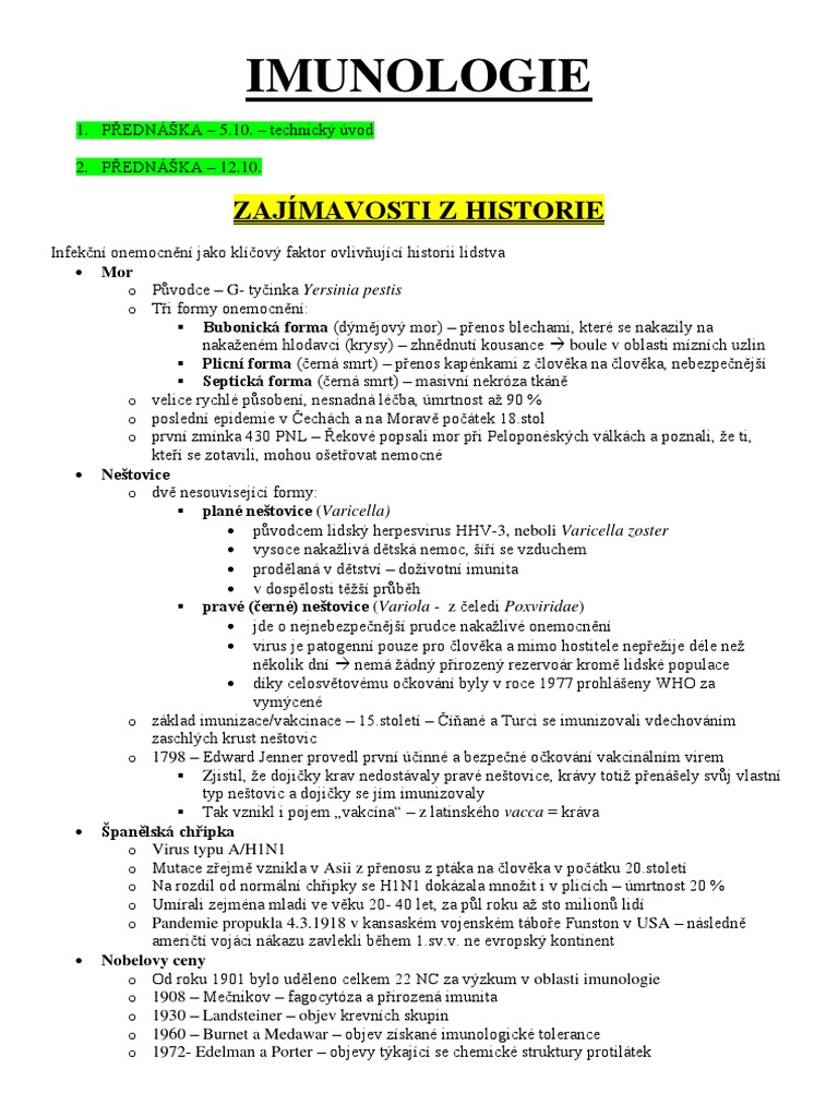 IMUNO Poznámky | PDF