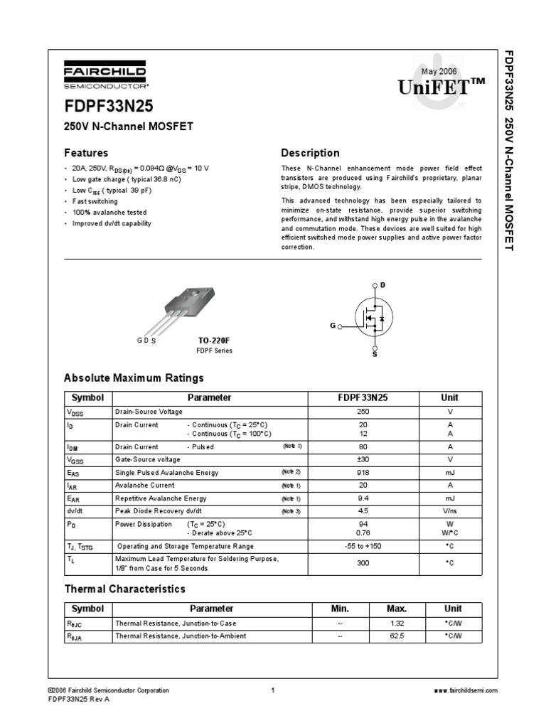 Datasheet | PDF | Field Effect Transistor | Mosfet