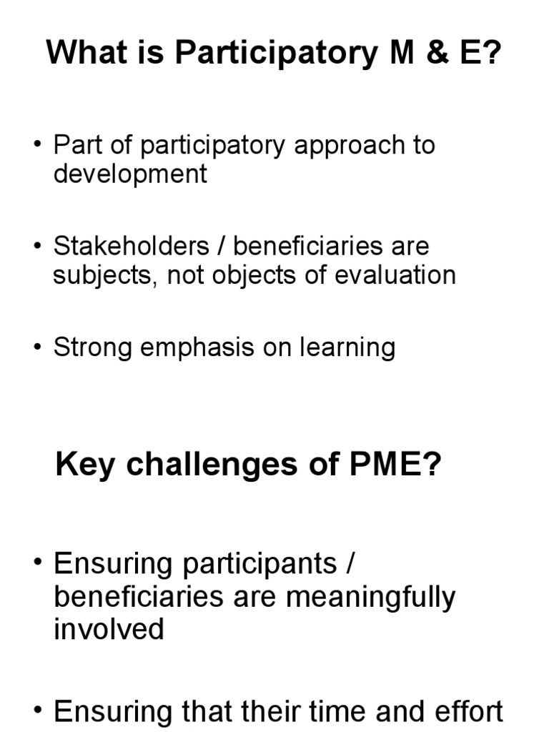 What Is Participatory M & E? | PDF