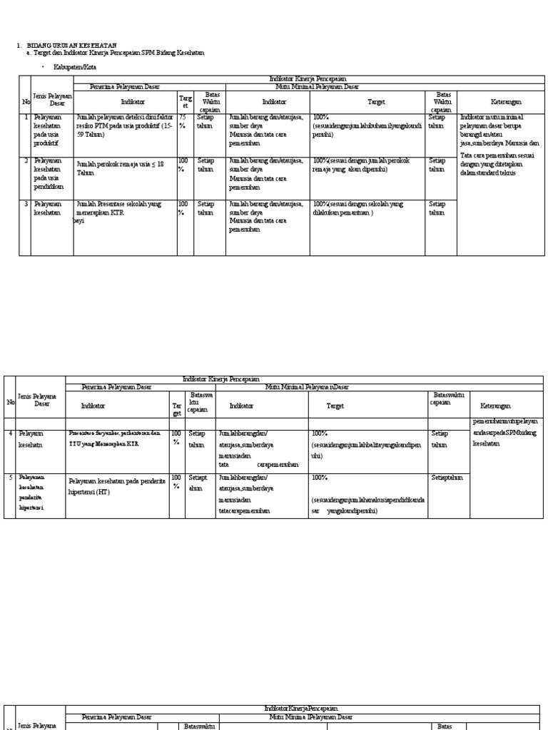 Form Lampiran SPM Kesehatan | PDF